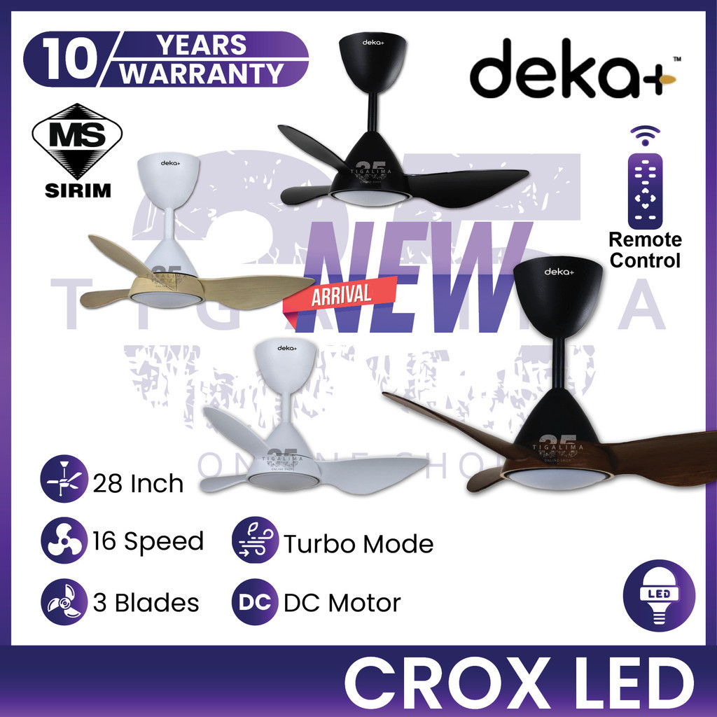 DEKA+ CROX LED 28'' 3 Blades 14 Speeds +TURBO Mode Remote Control DC ...