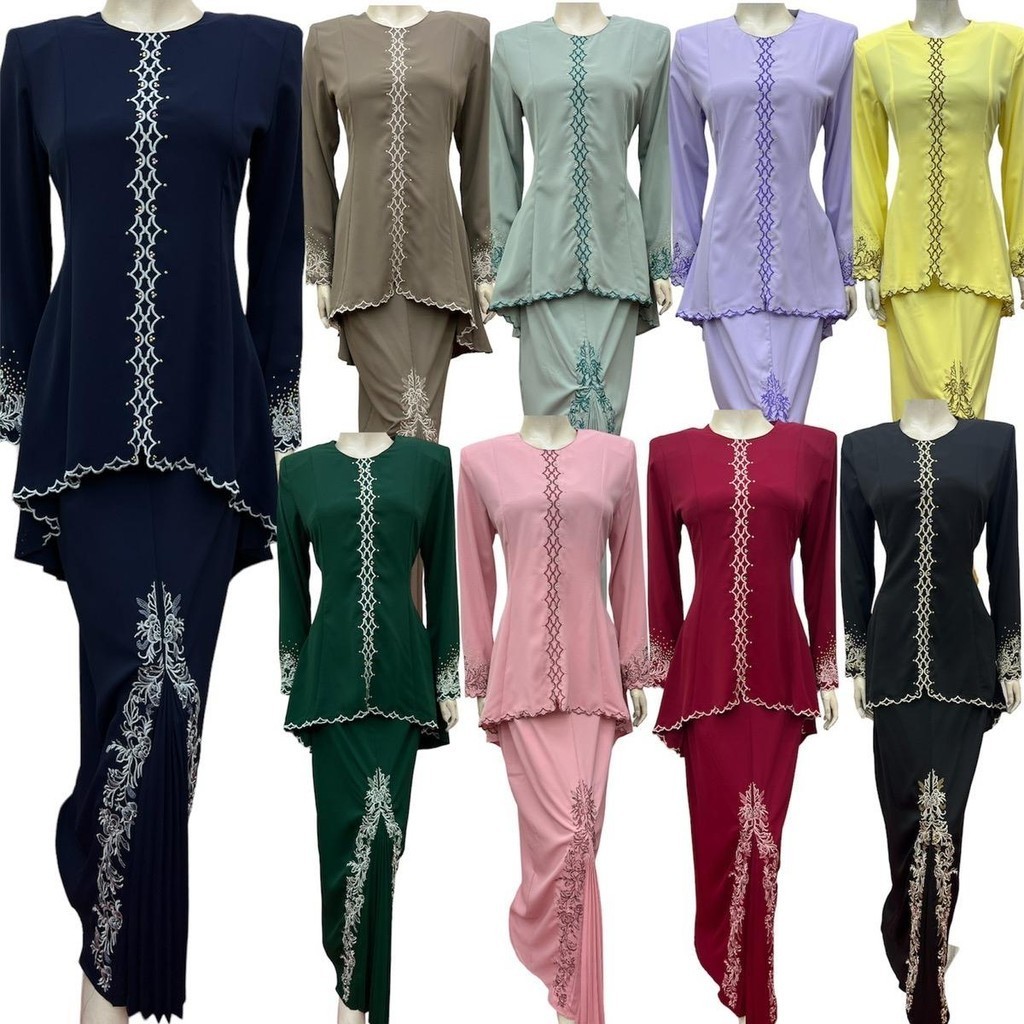 10268 Baju Kurung Fishtail SULAM Dan Kain bercorak KIPAS DEPAN SIZE: 36 ...