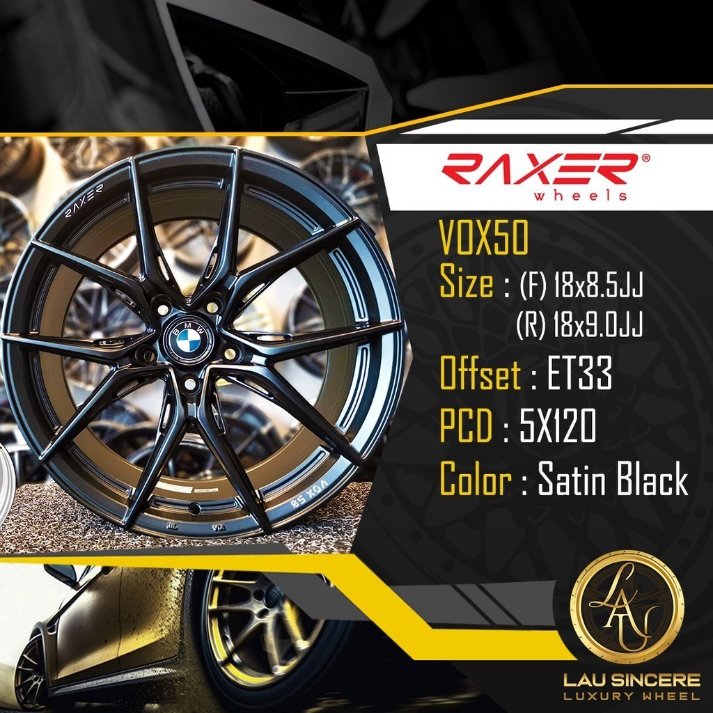 Raxer VOX50 (F) 18x8.5JJ(R) 18x9.0JJ 5x120 Satin Black | Shopee Malaysia