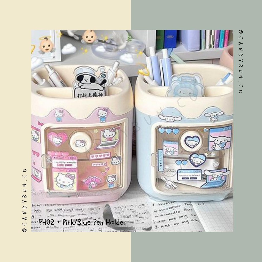 PH02・Cute Plastic Pink Blue Pen Holder Children Students Kids Office ...