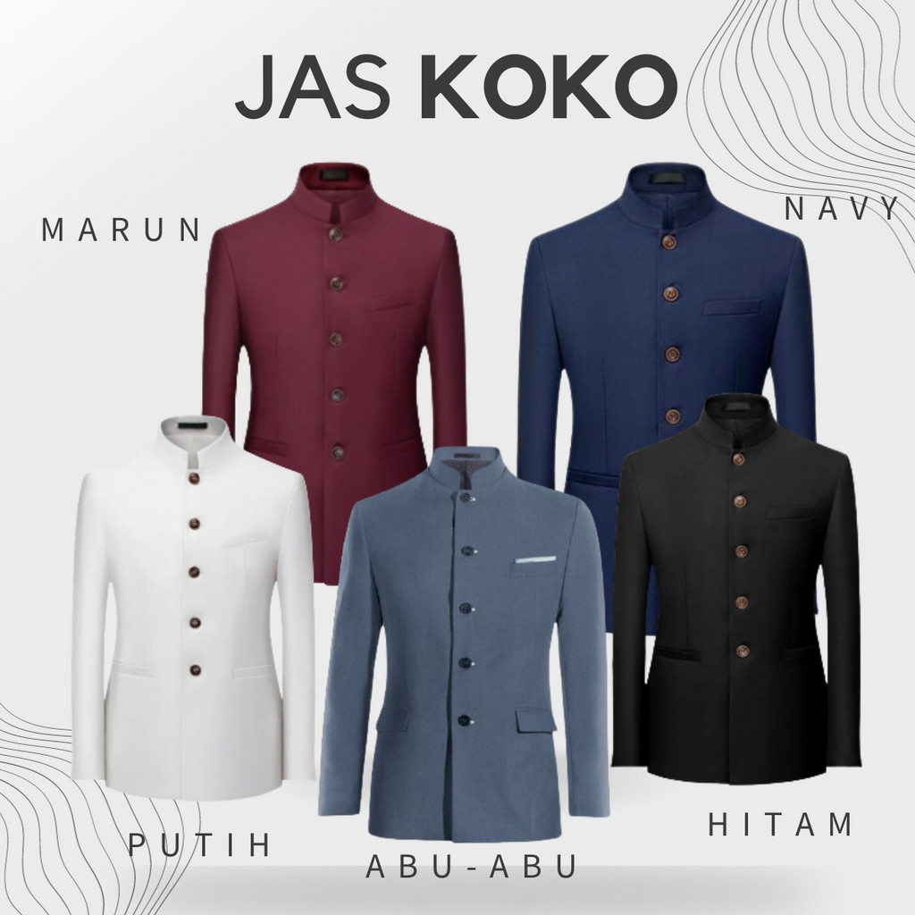 PUTIH HITAM Plain KOKO JASKO JASCO MANDARIN MODEL MEN'S COLOR GRAY ...