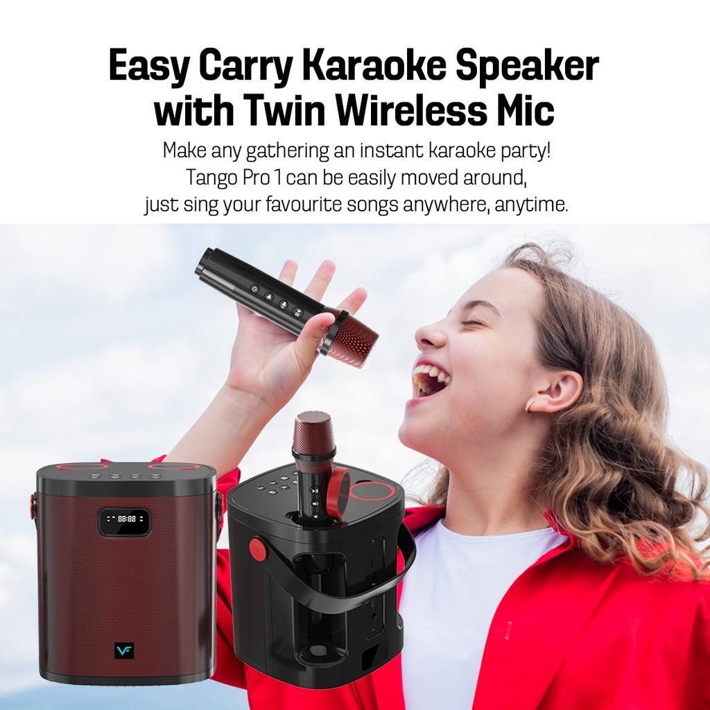 Vinnfier VF Tango Pro 1 Bluetooth Portable Karaoke Speaker with 2 Wireless Microphone | Shopee ...