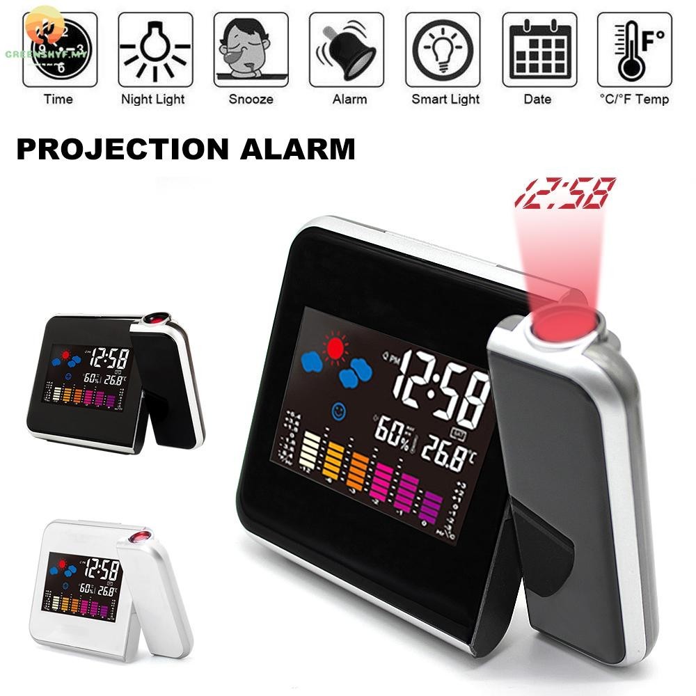Projection Alarm Clock with Indoor Thermometer Hygrometer USB Charger ...