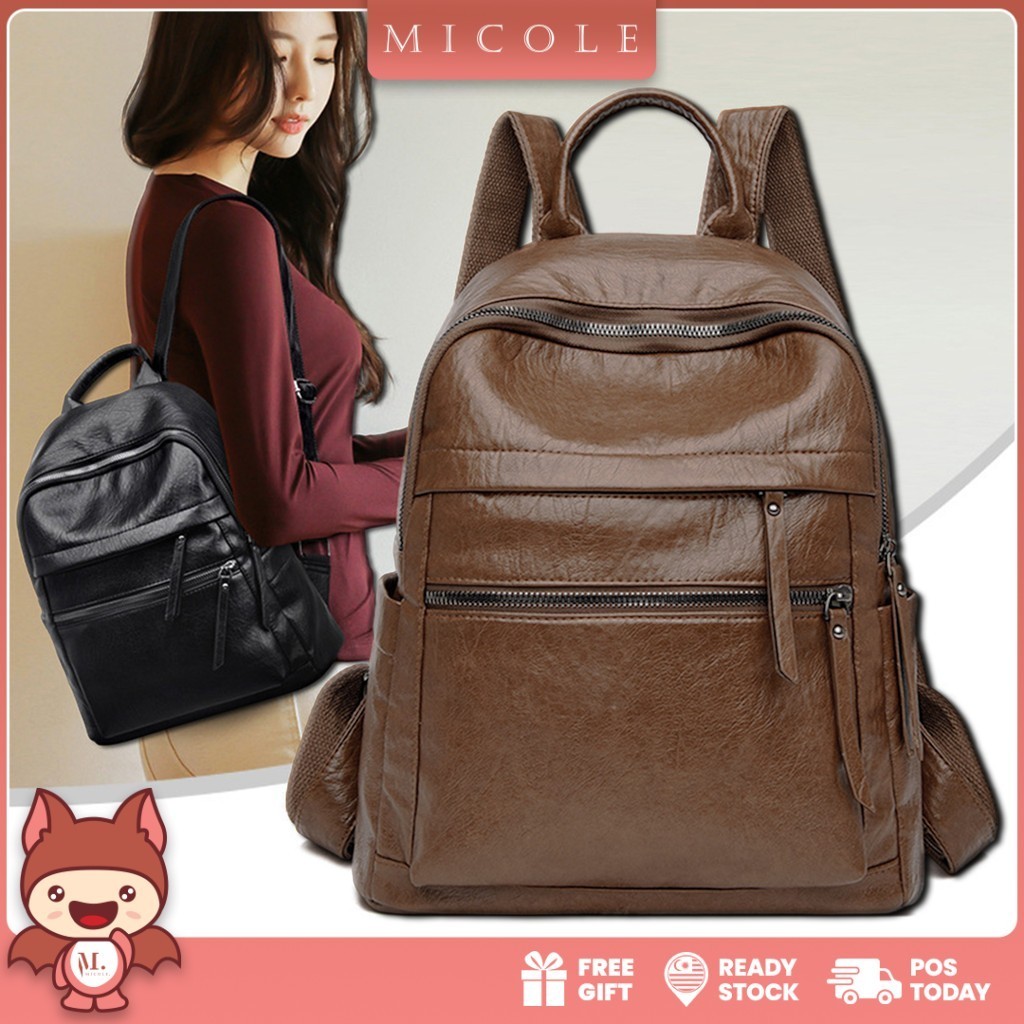 Ready Stock MICOLE SB2945B Korean Casual Women Backpack Travel Bag Pack ...