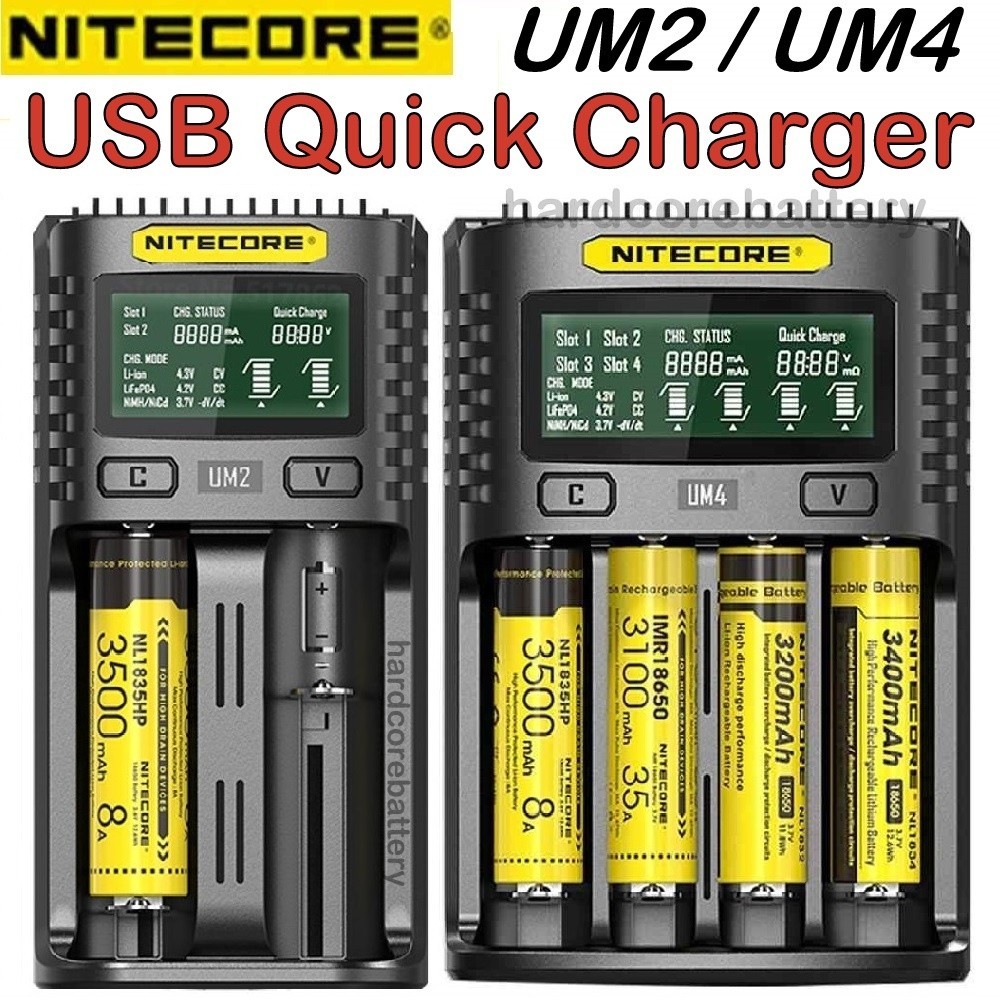 Original NITECORE UM2 UM4 USB 5V 2 4Slot Charger LCD Smart Charging Li ...