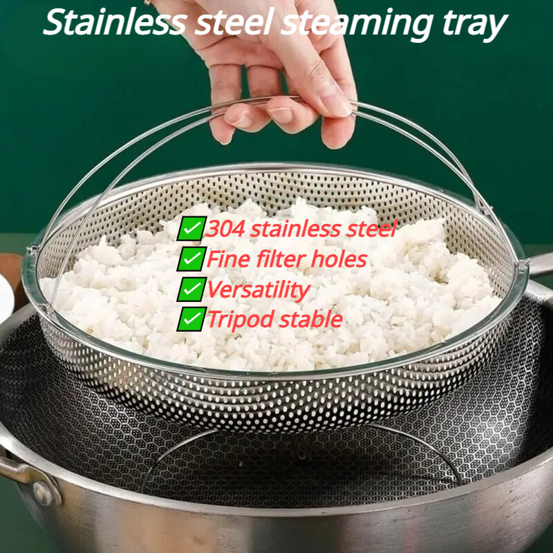 【HOT】Stainless steel fine mesh steaming rack drain basket foldable ...