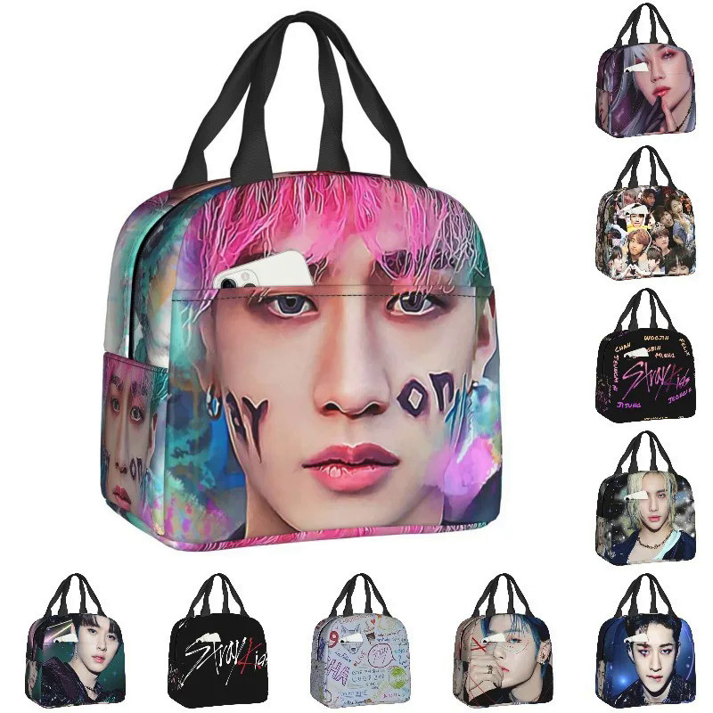 Stray Kids colorful Bang Chan art insulated lunch box, thermal reusable ...
