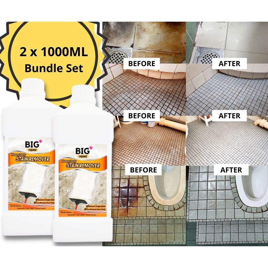 BIG+ Heavy Duty Stain Remover (2x1000ml) Toilet Floor Cleaner Liquid ...