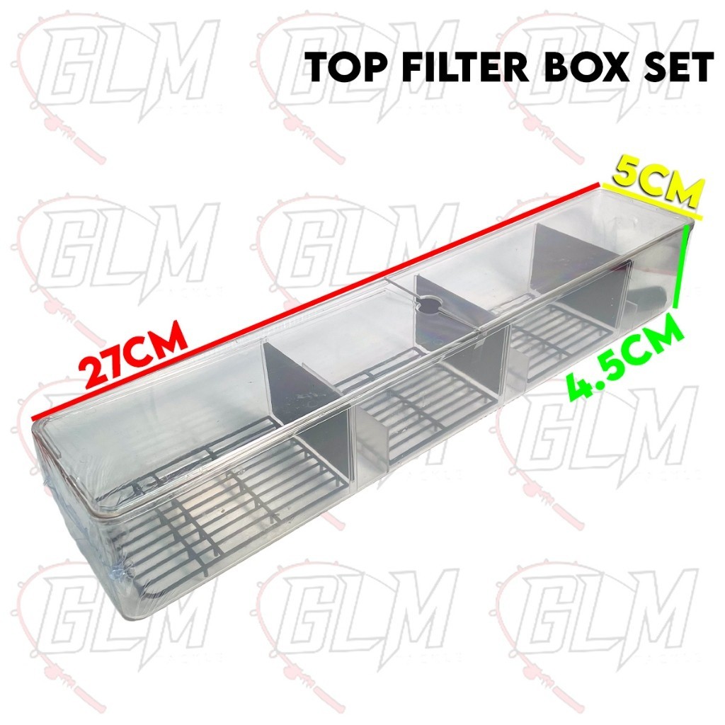 Aquarium Top Filter Box Set With Media & Sponge [Transparent / Clear ...