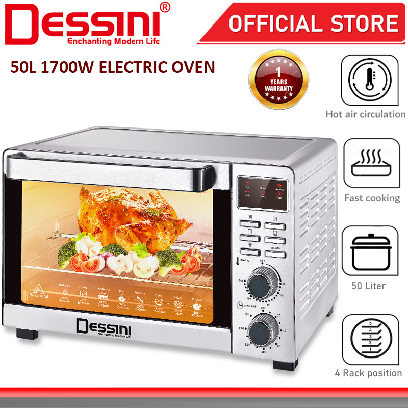 DESSINI ITALY 50L Electric Rotisserie Oven Convection Hot Air Fryer ...