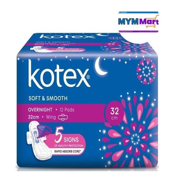 Kotex Soft And Smooth Overnight Wing 32cm 12pcs | Shopee Malaysia