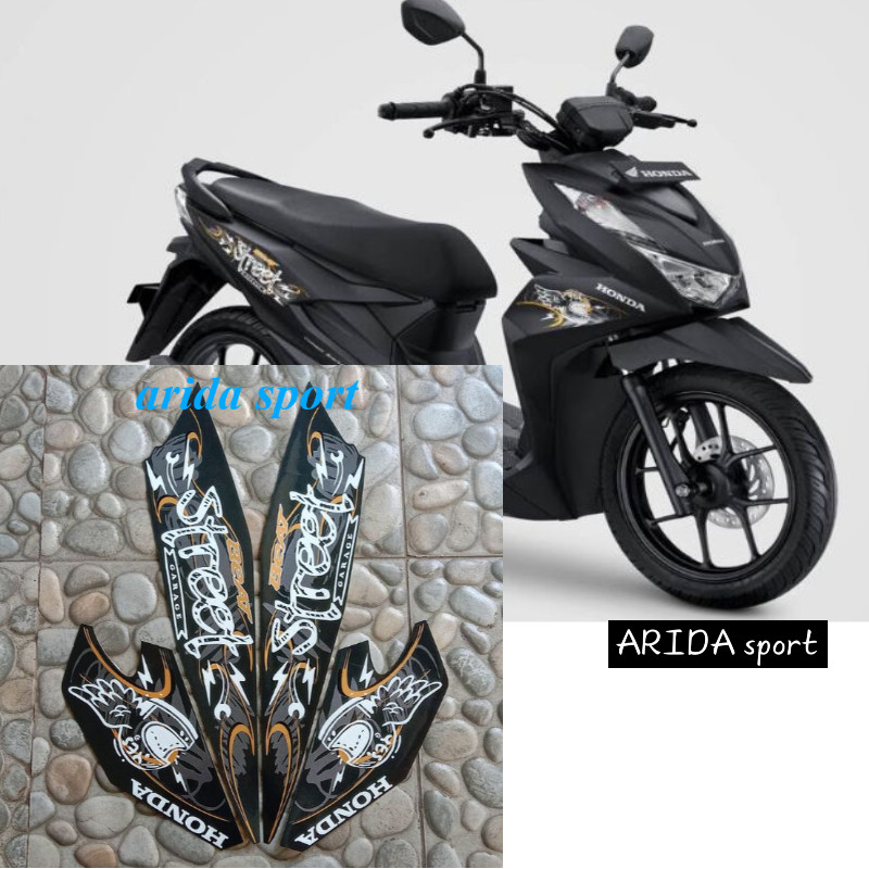 HITAM Striping Sticker Trim Motorcycle honda beat street led esp fi cbs ...