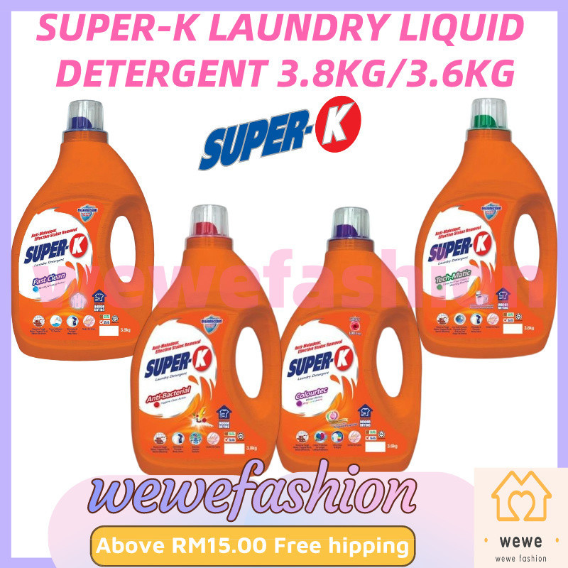 READY STOCK~Super-K Laundry Liquid Detergent 3.6kg / 3.8kg Anti ...