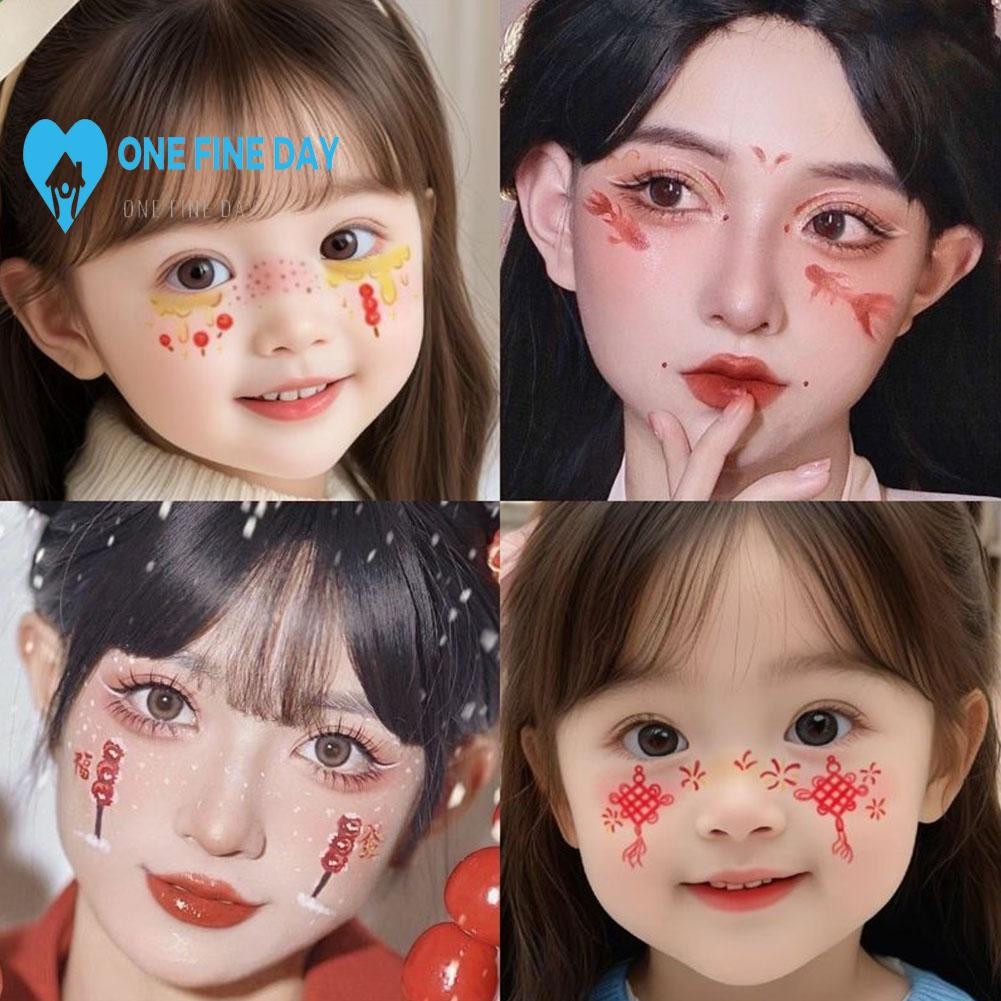 Chinese New Year Makeup Stickers Disposable Temporary Lucky Tattoo ...