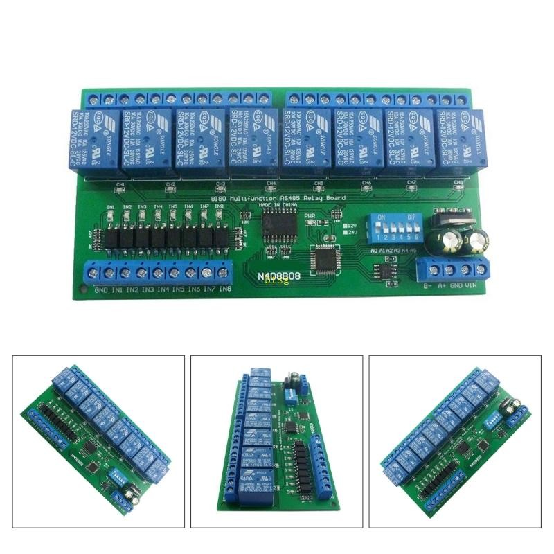 BT 8 Isolated Input 8 Output Relays Module DC12V 24V DIN35 C45 Rail Box UART RS485 Modbus RTU ...