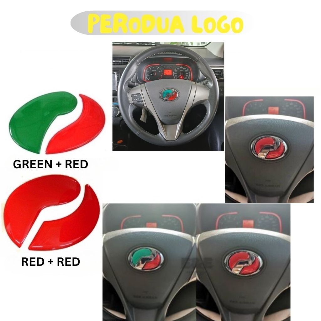 🔥Perodua Sticker Emblem Reflective🔥 Perodua Steering Green Red for Myvi ...