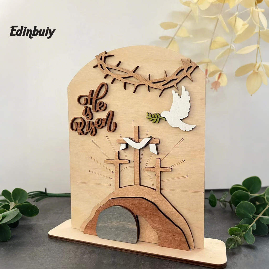 EDI Resurrection Scene Decoration Wooden Resurrection Scene Set He Is ...