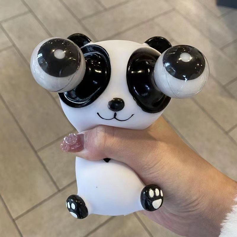 Funny eye-squeezing panda squeezing hands pinching pressure relief and ...