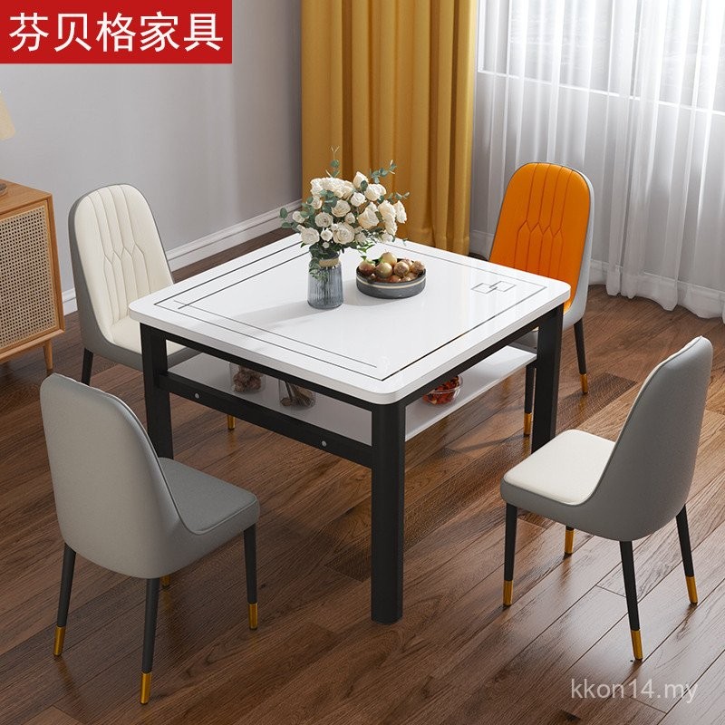 Tempered Glass Dining Table Chair Combination Simple Square Table Small ...