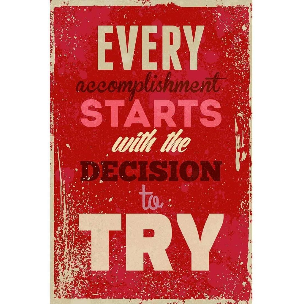 Poster Print Inspirational Quotes Phrase Every Accomplishment Starts ...