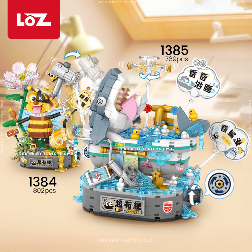 LOZ IDEAS Mini Block Showing Off Bee Sleepy Dizzy Shark Gift Decoration ...