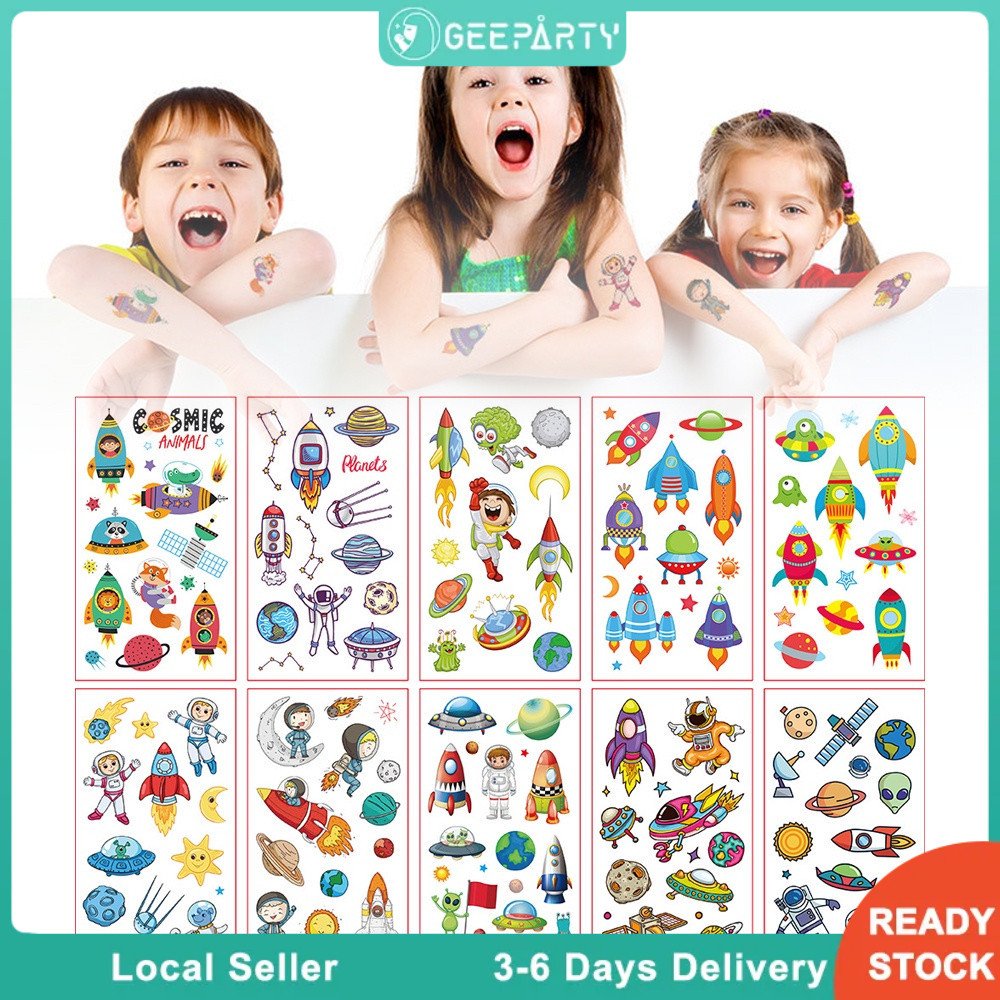 GeeParty 10 Pcs Space Universe UFO Spaceship Theme Removable Temporary ...