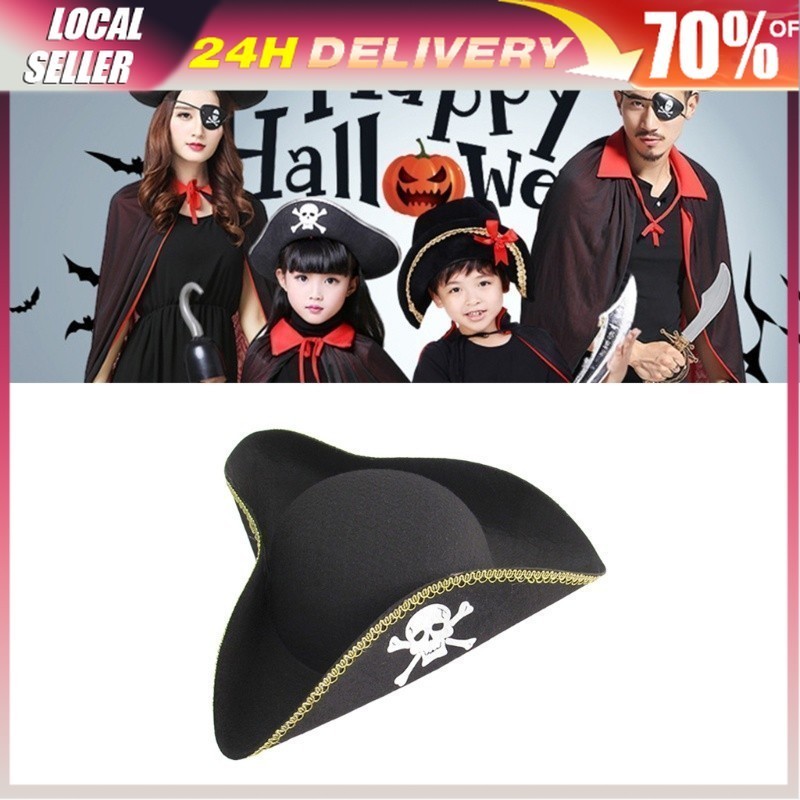 Caribbean Ancient Pirate Hat Tricorn Cap Masquerade Party for Adults ...
