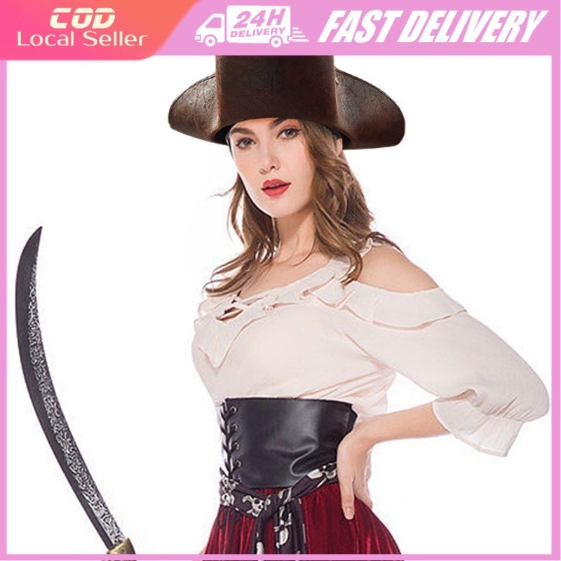 Caribbean Captain Pirate Hat Tricorn Cap Brown Ancient Pirates Hat for ...