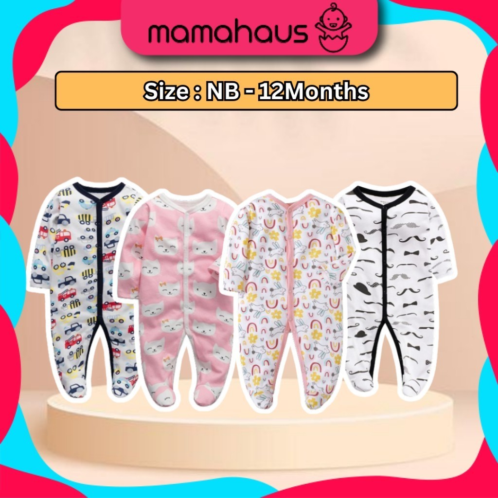 (0-12months) Cotton 3pcs Baby Newborn Sleepsuit Long Sleeve Sleepsuit 3 ...