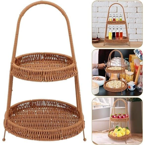 RMIH Single , Double Layer Round Rattan Tray / Double Layer Square ...