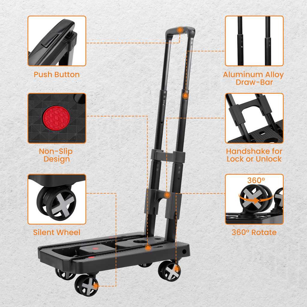 maXpeedingrods Folding Hand Truck Foldable Dolly Cart Luggage Cart ...