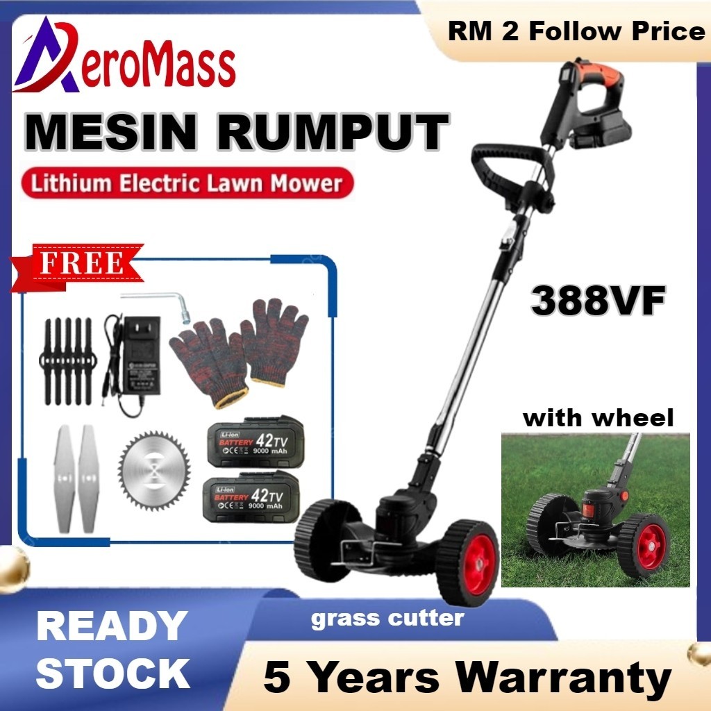 AEROMASS 388VF Mesin Rumput Cordless Grass Cutter Rechargeable Grass ...