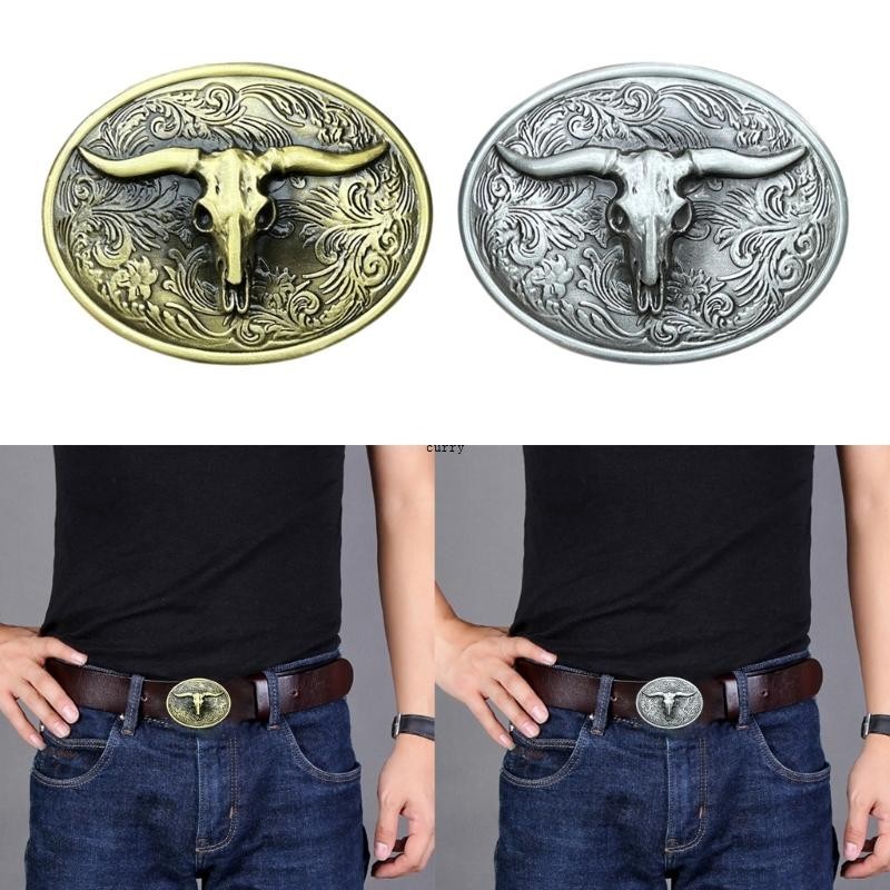 Cowboy Bull Head Belt Buckle Metal Personality Oval Buckle for DIY ...