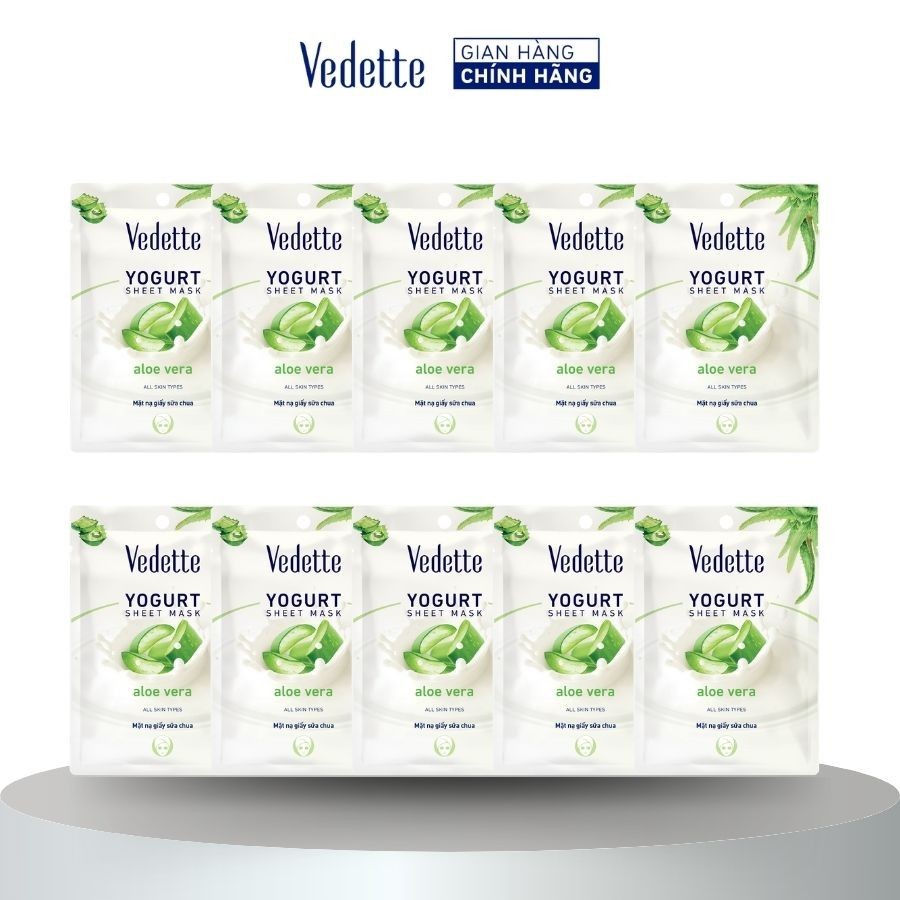 Combo 10 Get 1 Free Vedette Aloe Yogurt Paper Mask 22ml | Shopee Malaysia