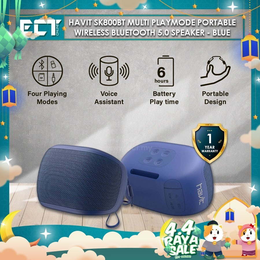 Havit SK800BT Multi PlayMode Portable Wireless Bluetooth 5.0 Speaker - Blue / Grey | Shopee Malaysia