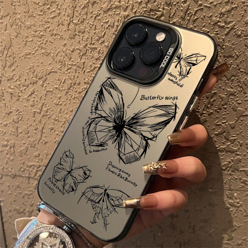 Fashion Art Sketch Butterfly IMD Phone Case For Xiaomi Redmi Note 13 12 Turbo 11 Pro Plus 5G 10 ...