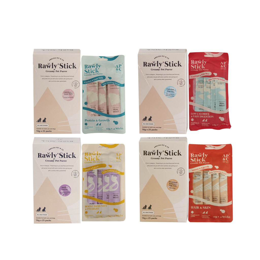 [KajangPetShop] Rawly Pet Puree16g x 4stick (Packet) / Cat Treats / Cat ...