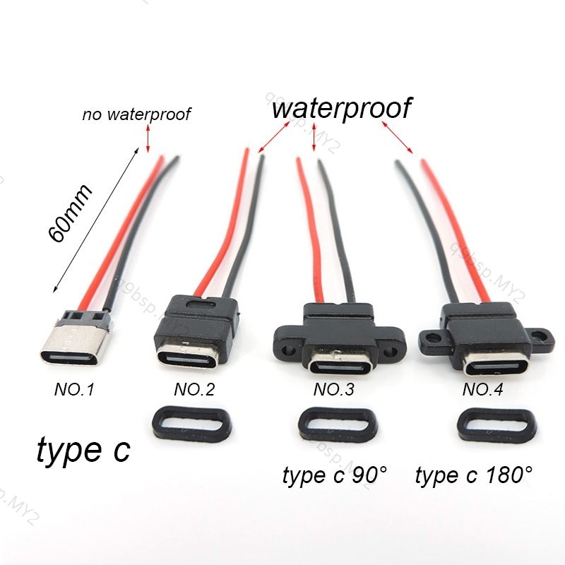 Waterproof USB Type-C 3.1 2 Pin plug USB C Female Socket Welding ...