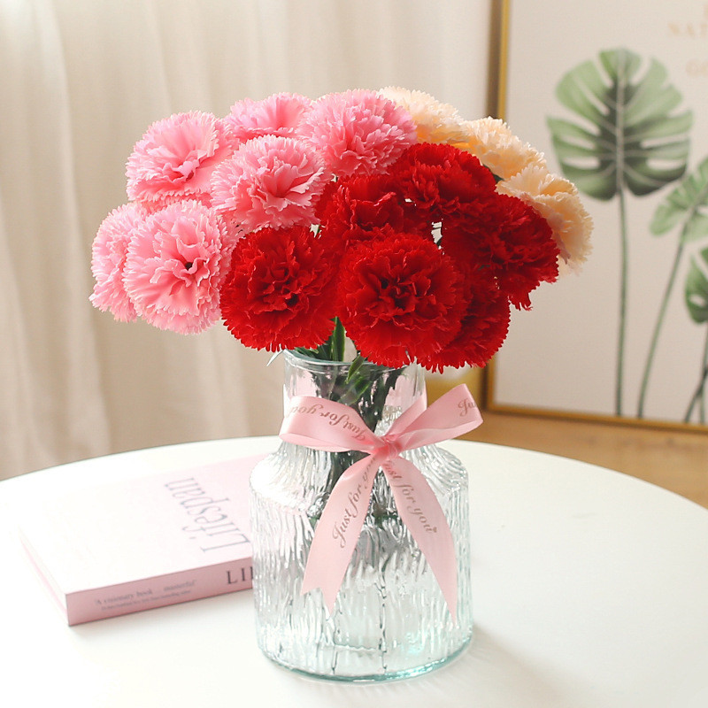 Artificial Fake Carnation Flower Bouquet Fabric Flower Gift for Mother ...