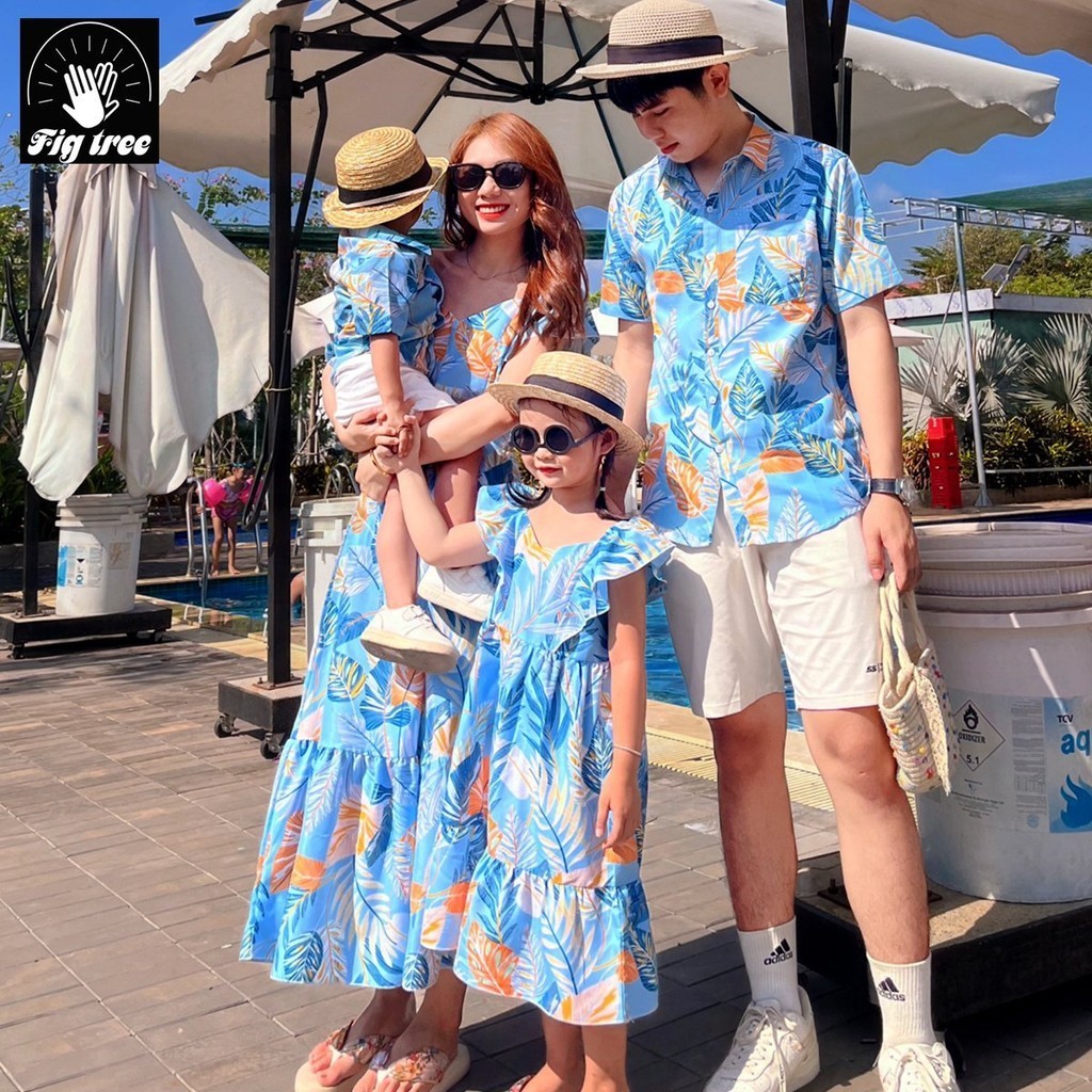 Fig TREE Family Set with Beach Pattern 2024 - Sky Green Leaves MS 188 ...