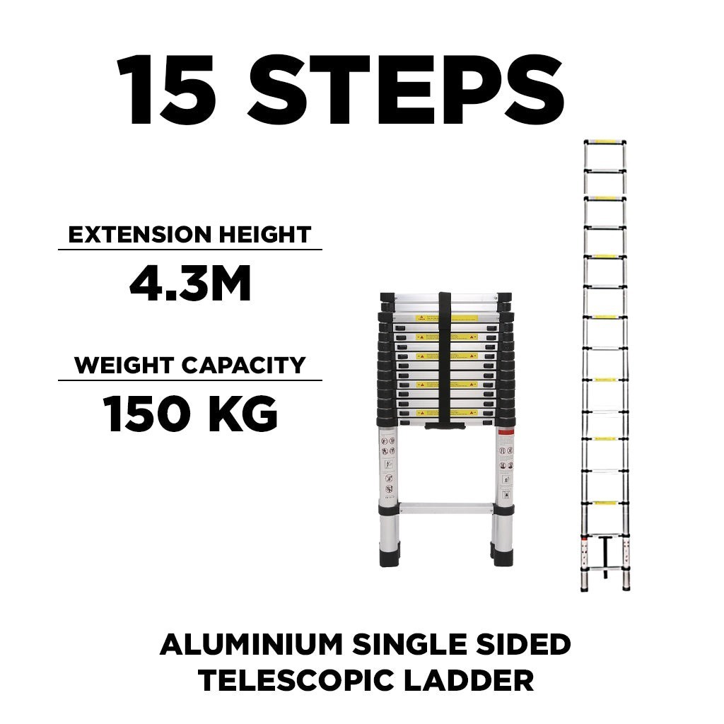 Aluminium Telescopic Ladder Heavy Duty Foldable Ladder Single Folding Extendable Pole Ladder AL ...