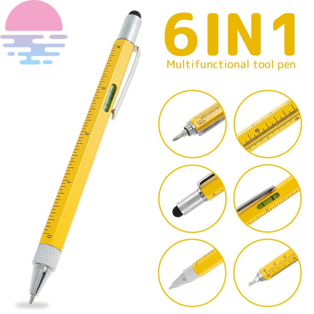 All In 1 Multi Tool Pen Portable Ballpoint Pen with Ruler Level Cross ...