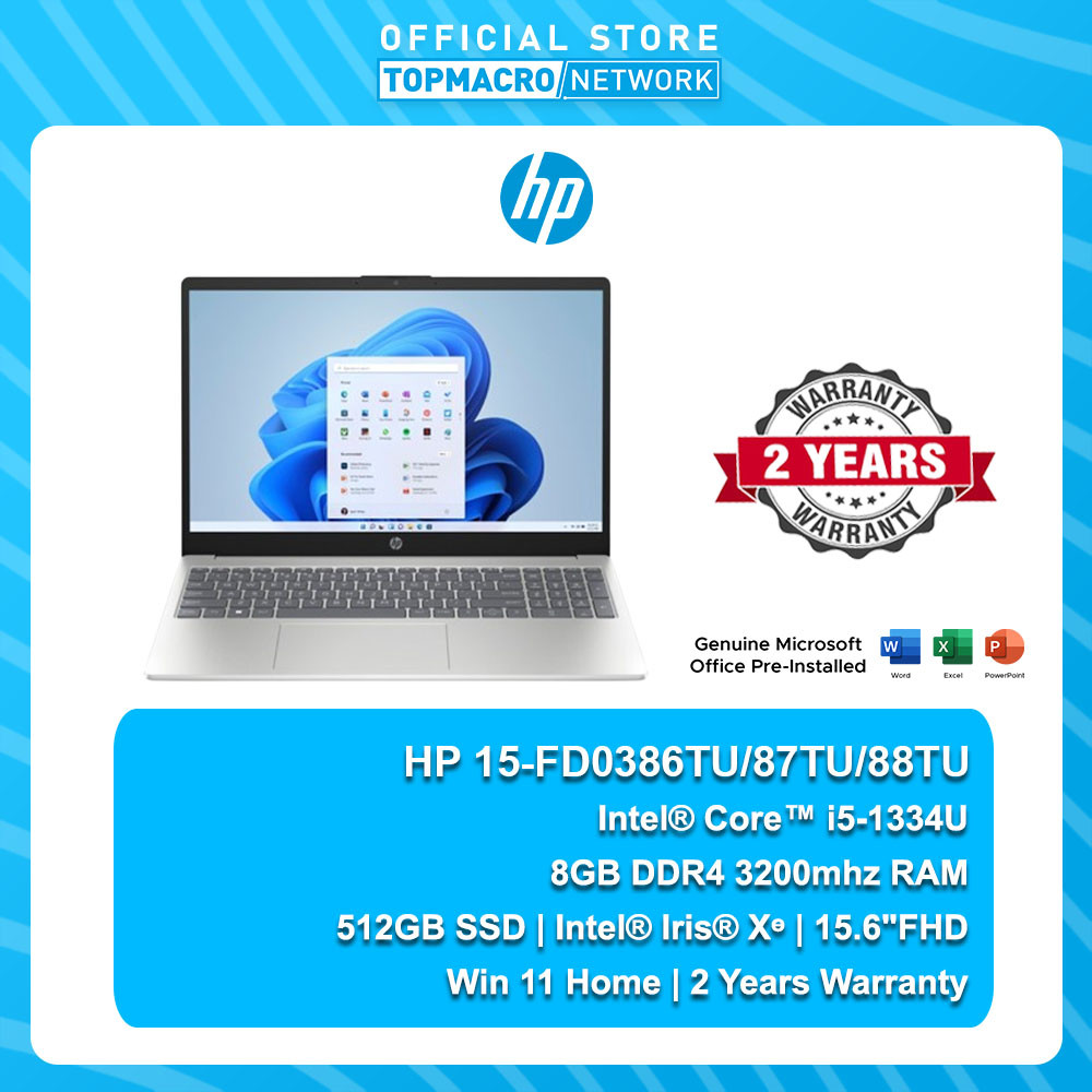 HP 15-FD0386TU/87TU/88TU 15.6" Laptop i5-1334U|8GB 3200Mhz|512GB SSD ...
