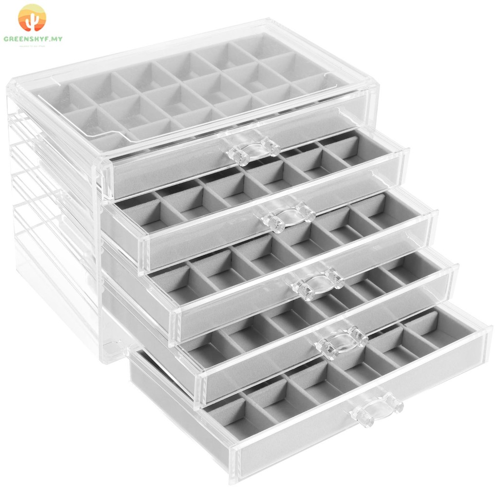 90 Grids Rock Display Case for Kids Plastic Rock Collection Box 5 ...