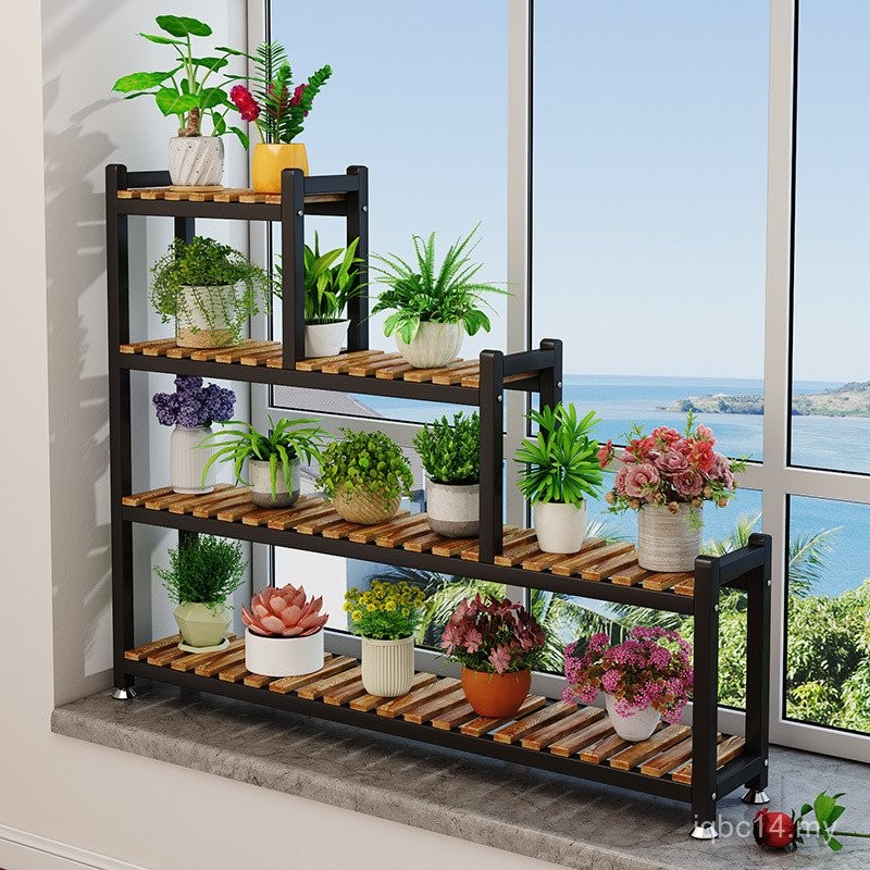 Balcony Flower Stand Shelf Bay Window Grill Multi-Layer Indoor Iron ...