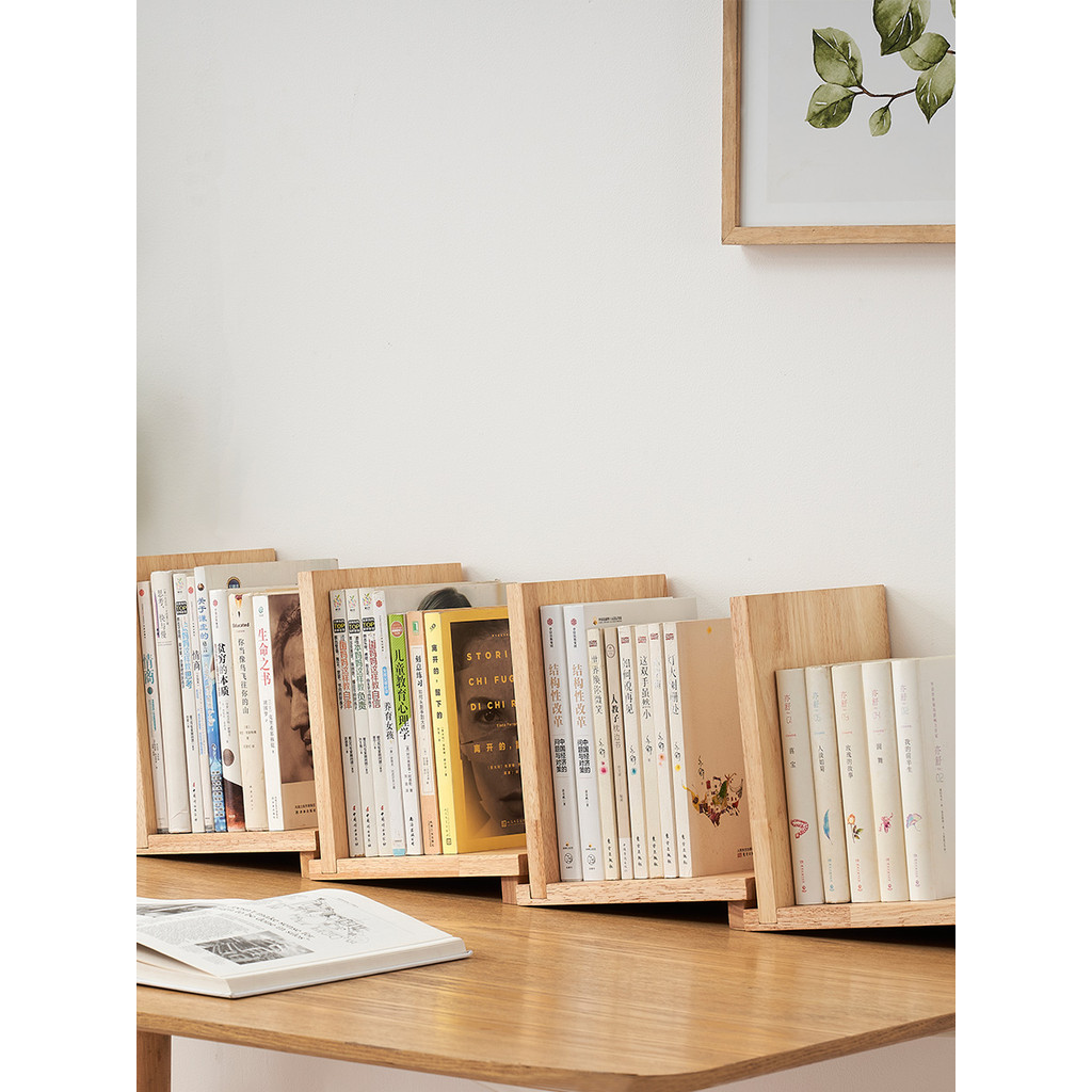 Kayu Pepejal Rak Buku Kecil Desktop Mudah Rak Penyimpanan Pejabat ...