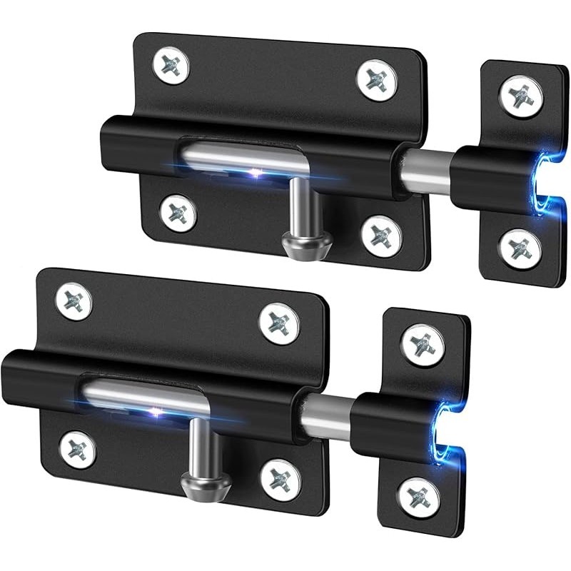 Door Security Slide Latch Lock with 12 Screws , 2 Pack Keyless Entry ...