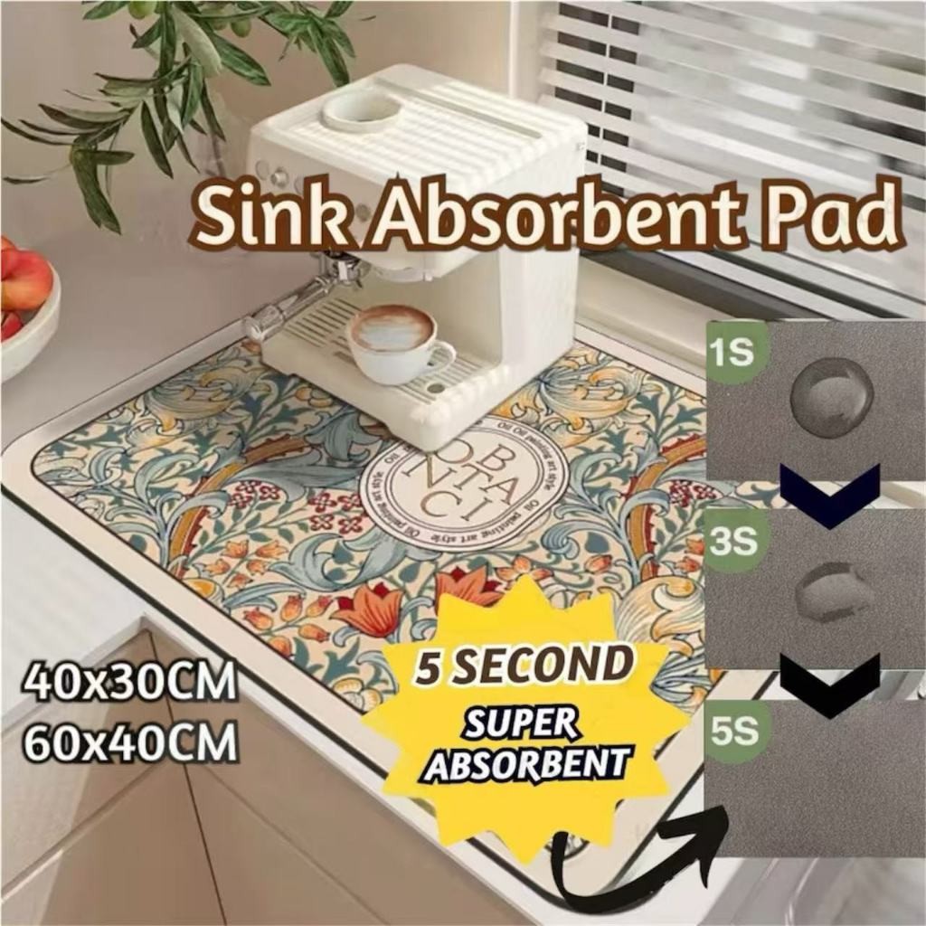 CS_ Premium Sink Absorbent Pad Kitchen Drain Pad Dish Drying Mat Dish ...