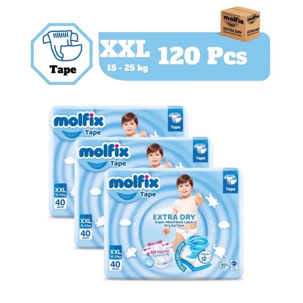 Molfix Extra Dry Tape XXL 40 Pcs.Super Jumbo x3 (Carton) | Shopee Malaysia