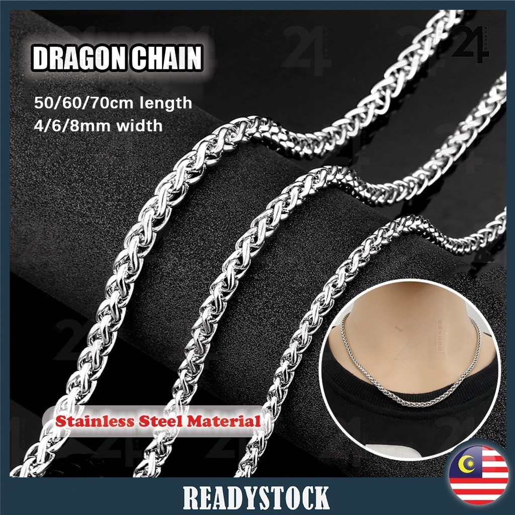 T｜R DRAGON CHAIN Korean hip hop trendsetter Titanium jewelry clavicle ...